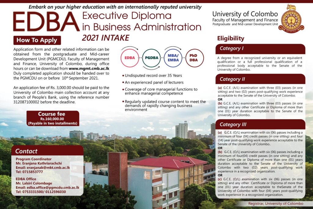 EDBA 2021 AD 12×8 (Final) | Faculty of Management & Finance