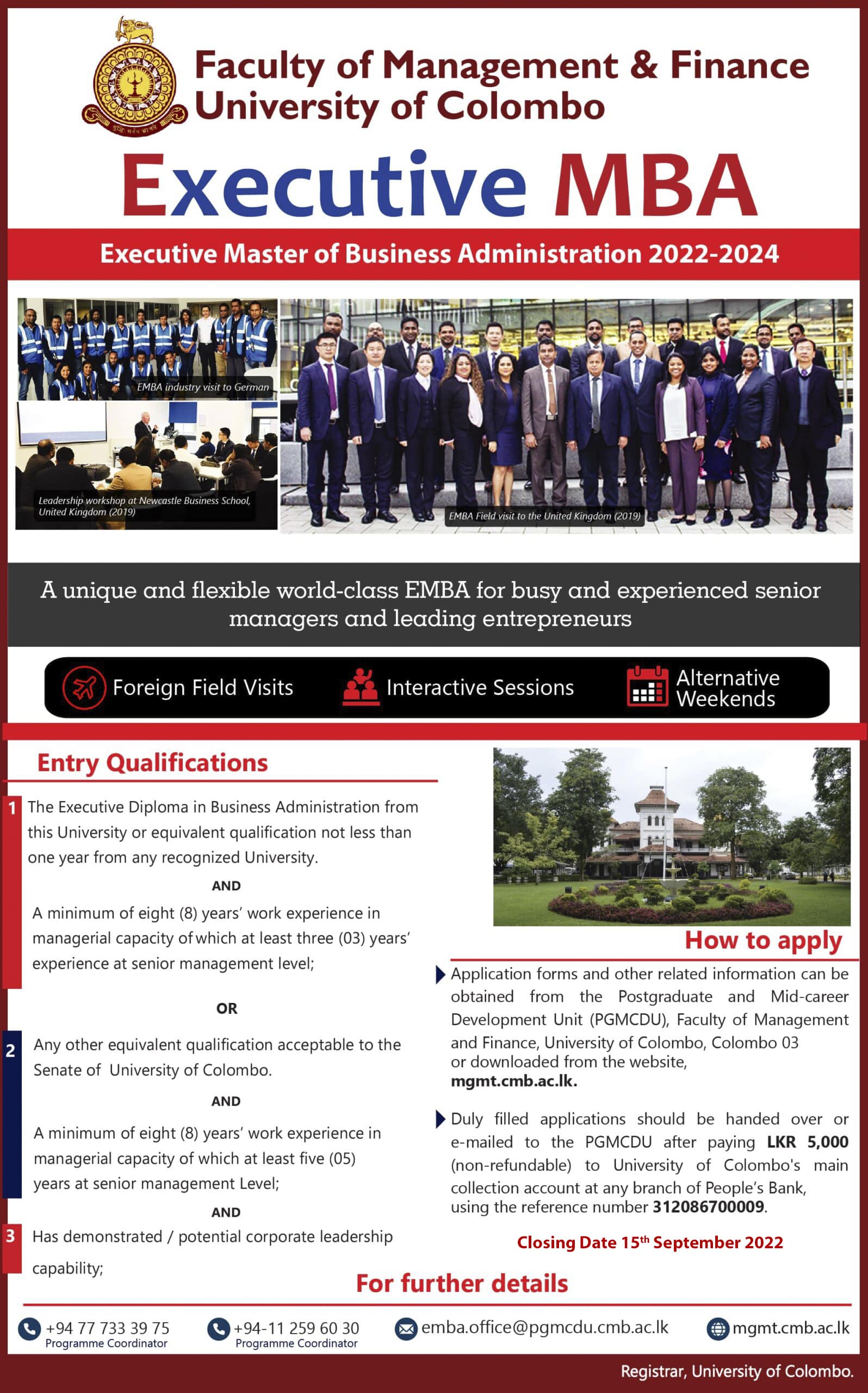 Executive Master of Business Administration (EMBA) | Faculty of ...