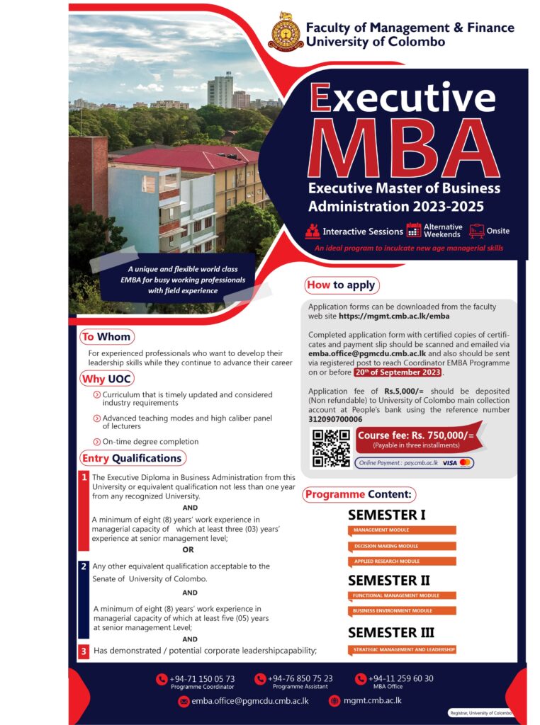 Executive Master of Business Administration (EMBA) | Faculty of ...