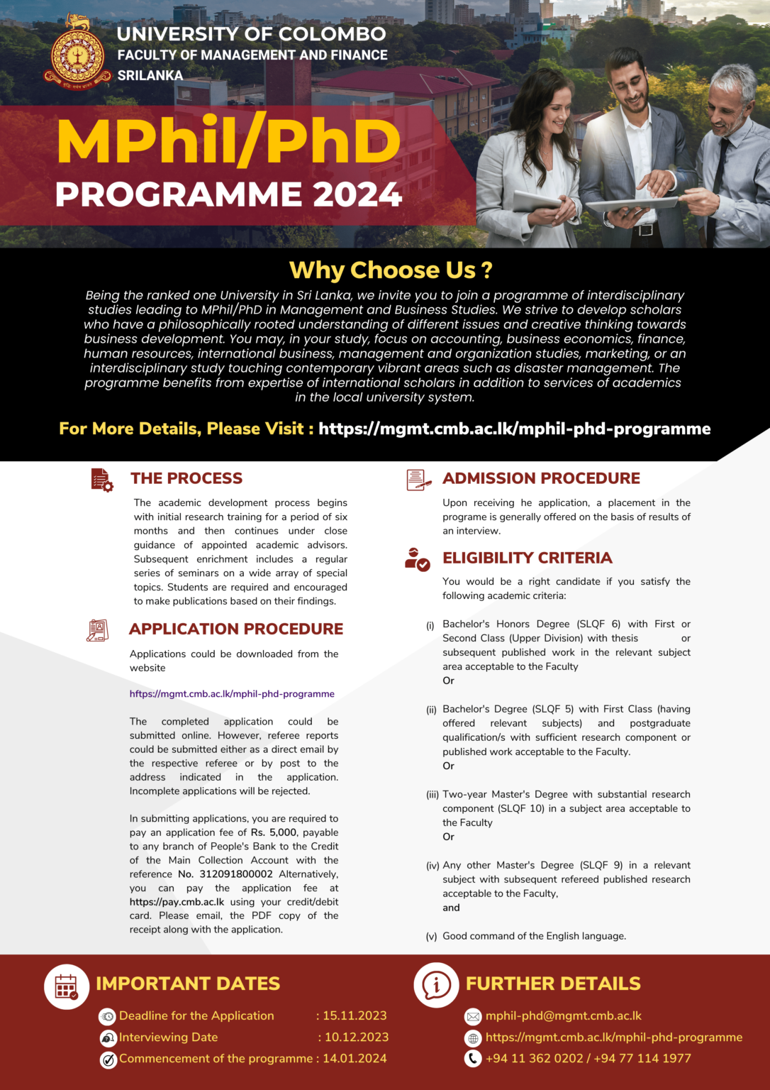 MPhil/PhD Programme 2024 | Faculty of Management & Finance