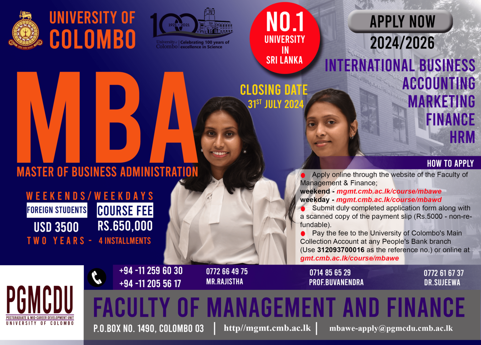 Master of Business Administration (MBA) Weekend Programme 2024/2026 ...